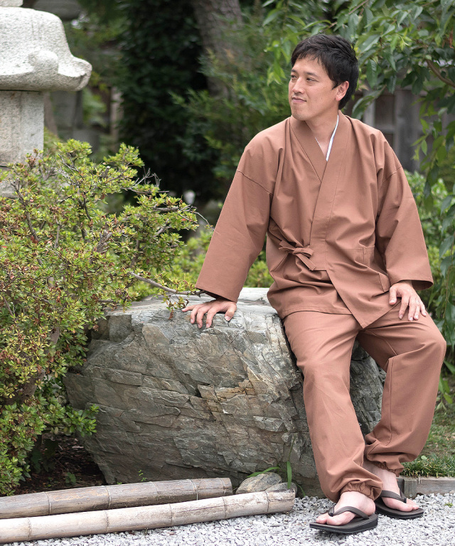 武州柿渋染作務衣 No.1 柿渋茶 | 作務衣・甚平通販 和粋庵